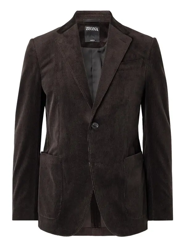 Zegna Cotton-blend Corduroy Blazer - Brown