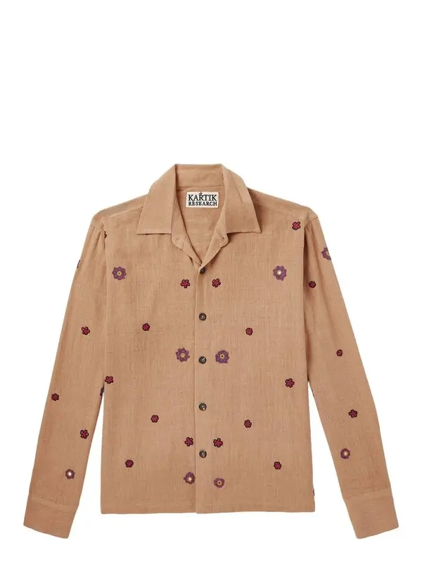 KARTIK RESEARCH Box Embroidered Appliquéd Cotton Shirt - Neutrals