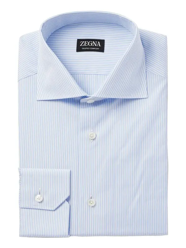 Zegna Striped Cotton Shirt - Blue