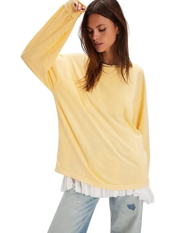 Free People We The Free Perfect Oversized Long Sleeve Top - Golden Haze