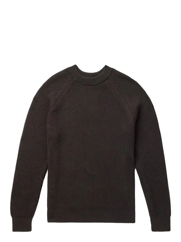 Sunspel Ribbed Cotton Sweater - Brown