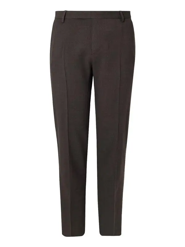 Sunspel Straight-leg Textured Wool-blend Suit Trousers - Brown