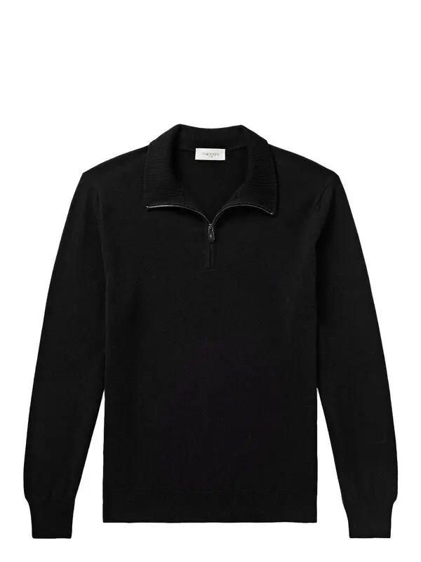 PIACENZA CASHMERE 1733 Cashmere Half-zip Sweater - Black