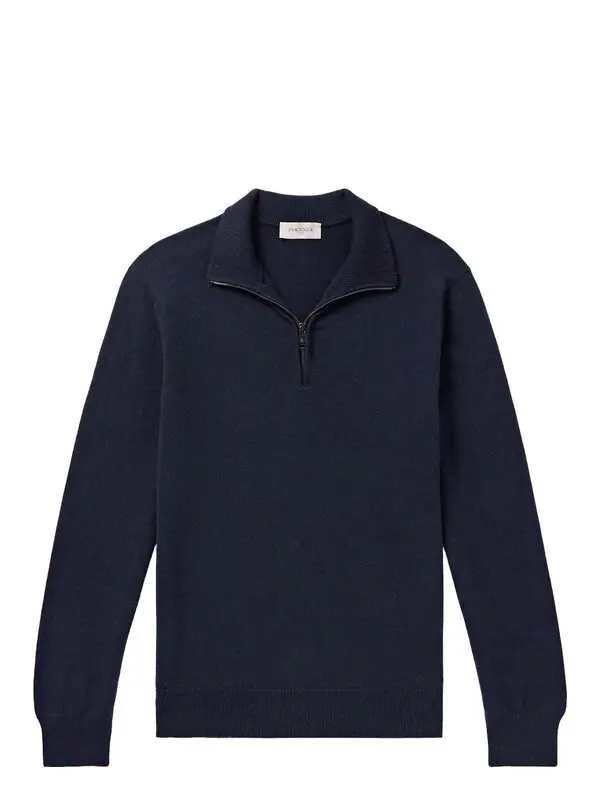 PIACENZA CASHMERE 1733 Cashmere Half-zip Sweater - Blue
