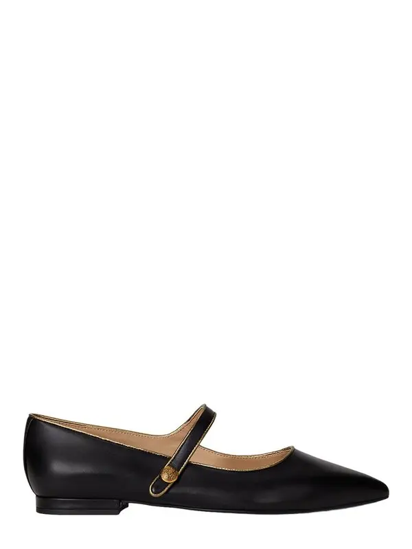 Ralph Lauren Londyn Metallic-trim Leather Mary Jane - Black/antique Gold