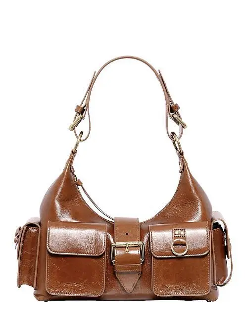 The Kooples Patch-pocket Leather Shoulder Bag - Brown