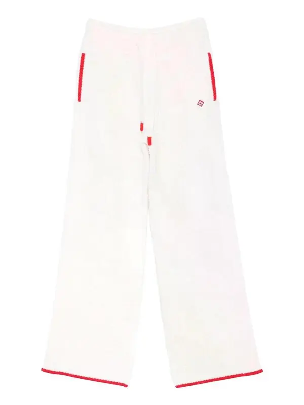 Casablanca Contrast-trim Waffle-knit Trousers - Neutrals