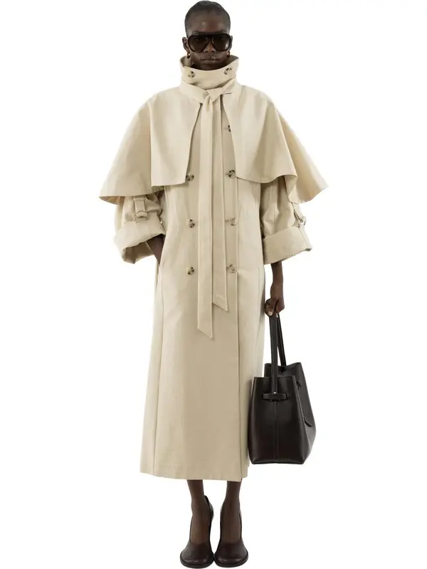 Arakii Drop Waist Trench Coat - Light Beige