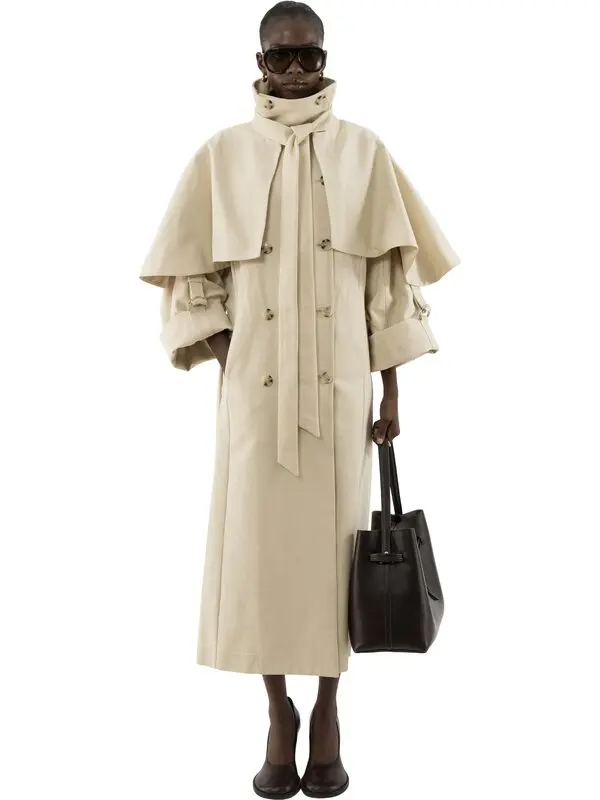 Arakii Drop Waist Trench Coat - Light Beige