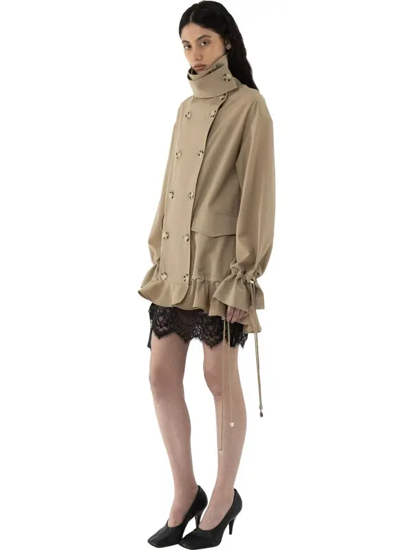 Arakii Sculptural Frill Jacket - Beige