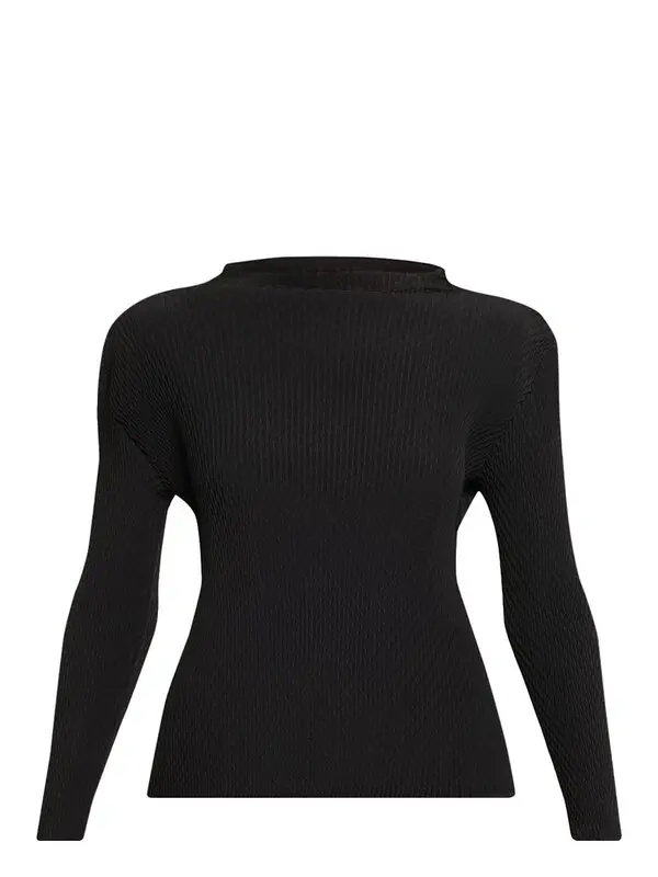 Issey Miyake Orbicular Pleated Long-sleeve Top - Black