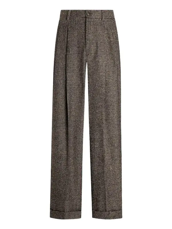 Dolce & Gabbana Wide-leg Plaid Trousers - Brown