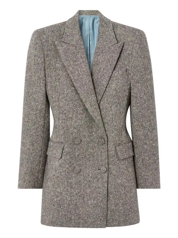 Valentino Garavani Double-breasted Tweed Blazer - Gray