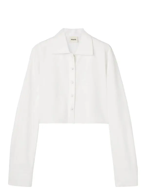 Khaite Jasen Cropped Oxford Shirt - White