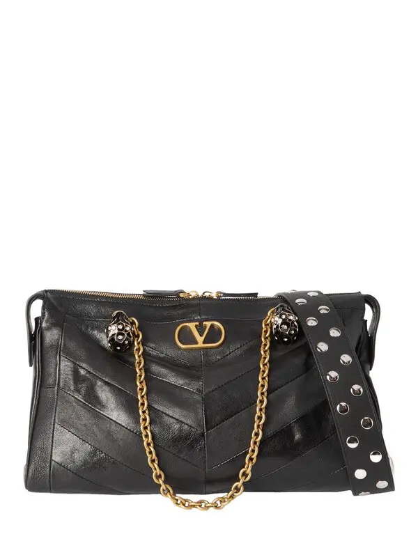 Valentino Garavani Growl Medium Shoulder Bag - Black