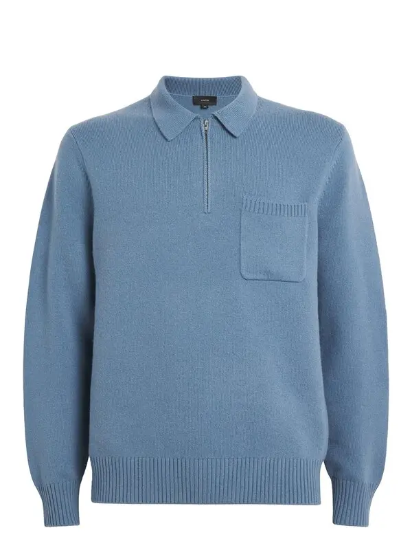 Vince Wool-blend Polo Sweater - Blue