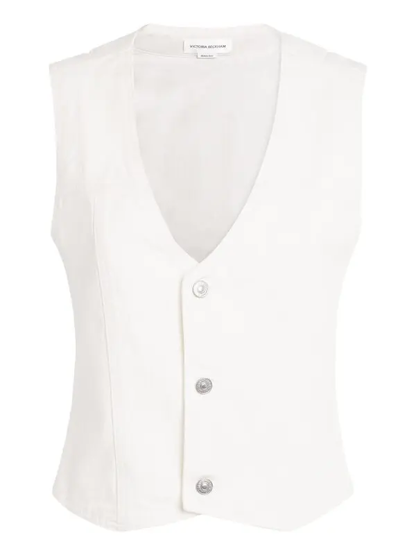 Victoria Beckham Denim V-neck Waistcoat - White