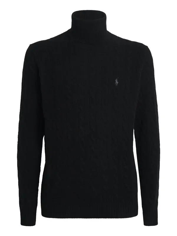 Ralph Lauren Wool-cashmere Cable-knit Rollneck Sweater - Black