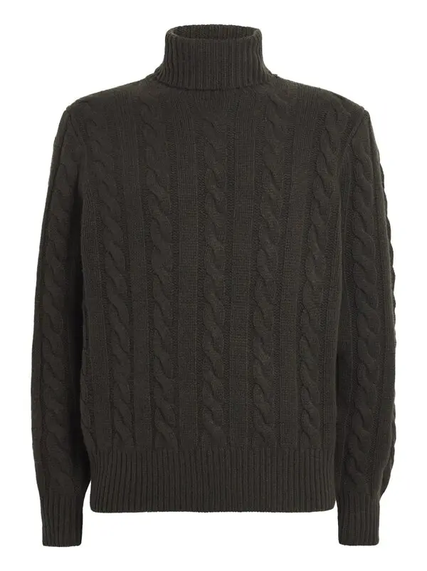 Ralph Lauren Wool-cashmere Cable-knit Rollneck Sweater - Green