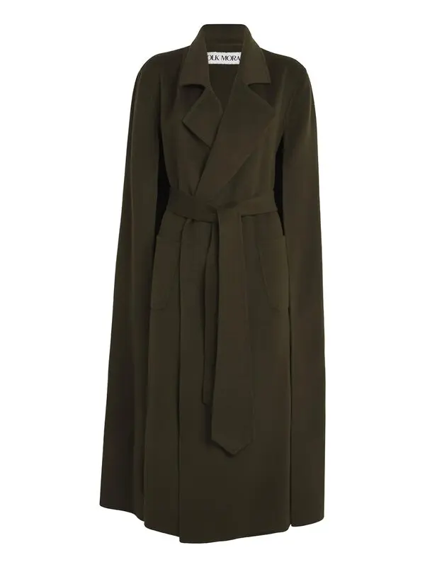 WOLK MORAIS Cashmere On Set Cape Maxi Coat - Brown