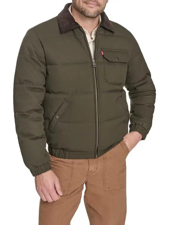 LEVI'S Corduroy Collar Midweight Quilted Jacket - Olive
