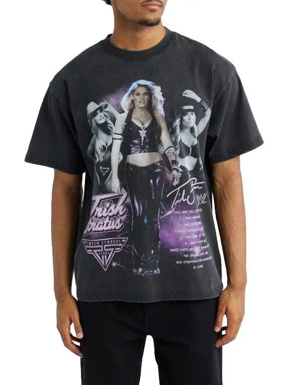 ID SUPPLY CO Wwe Trish Stratus Graphic T-shirt - Washed Black