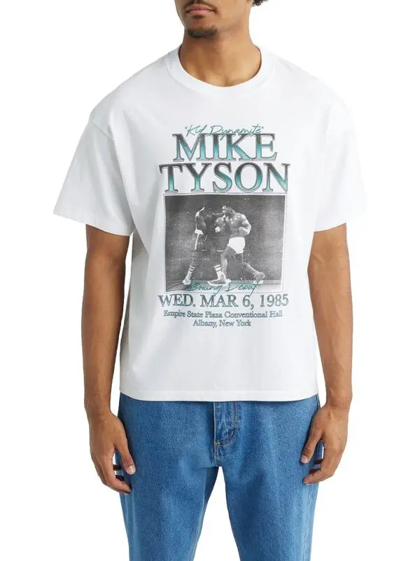 ID SUPPLY CO Mike Tyson Headlines Graphic T-shirt - White
