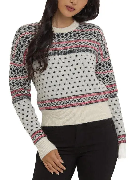 NYDJ Fair Isle Crewneck Sweater - Ivory/black