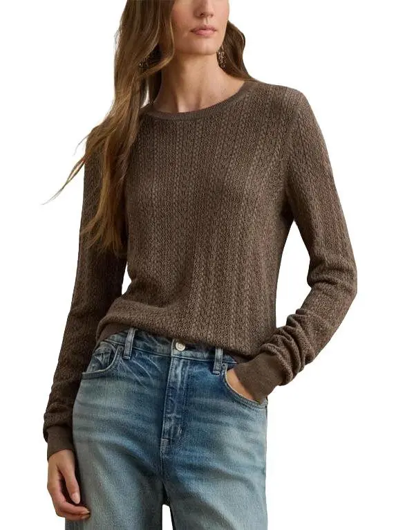 Ralph Lauren Pointelle Stitch Cotton-blend Sweater - Taupe Brown Heather