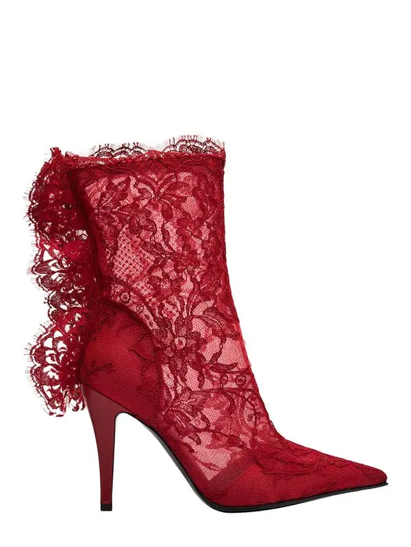 Alexander McQueen Heron Lace Ankle Boots - Dark Red
