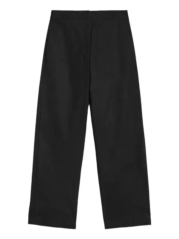 JIL SANDER Cotton Trousers With Embroidered Logo - Black