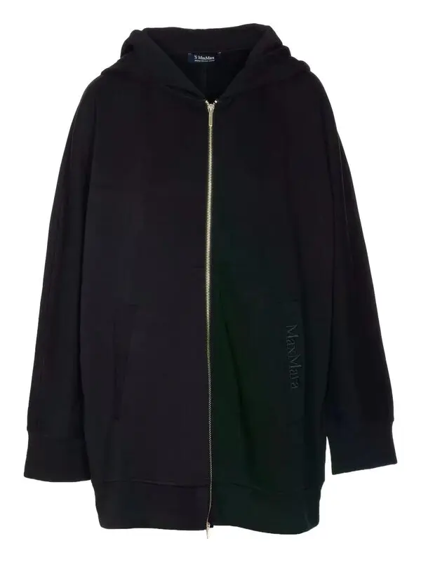 Max Mara Logo-embroidered Hooded Coat - Black