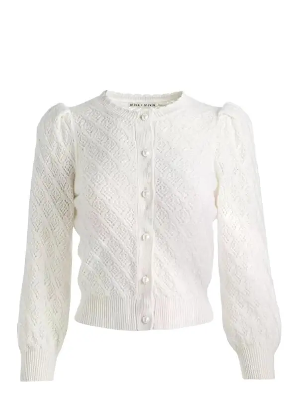 Alice + Olivia Diamond-pattern Cardigan - White