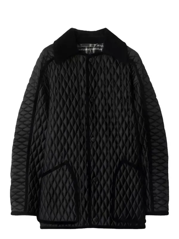Burberry Quilted Corduroy-trimmed Jacket - Black