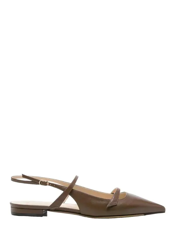 ALEXANDRE BIRMAN Leather Slingback Ballet Flats - Brown