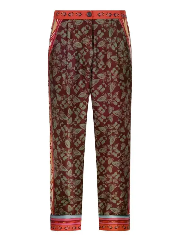 FRANCO FERRARI Floral-print Side-stripe Trousers - Red
