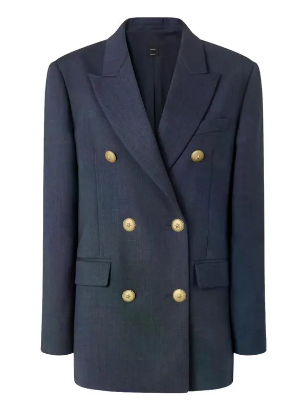 Pinko Double-breasted Blazer With Gold-tone Buttons - Blue