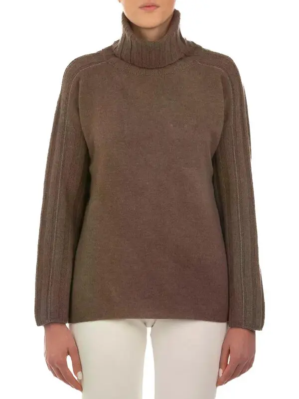 LE TRICOT PERUGIA Wool Turtleneck Sweater - Brown
