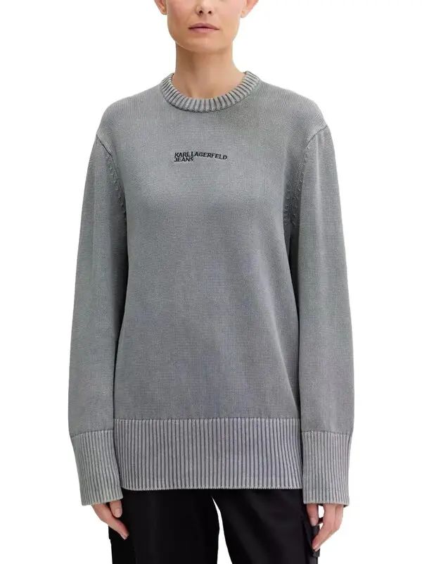 Karl Lagerfeld Logo-embroidered Crew-neck Sweater - Grey