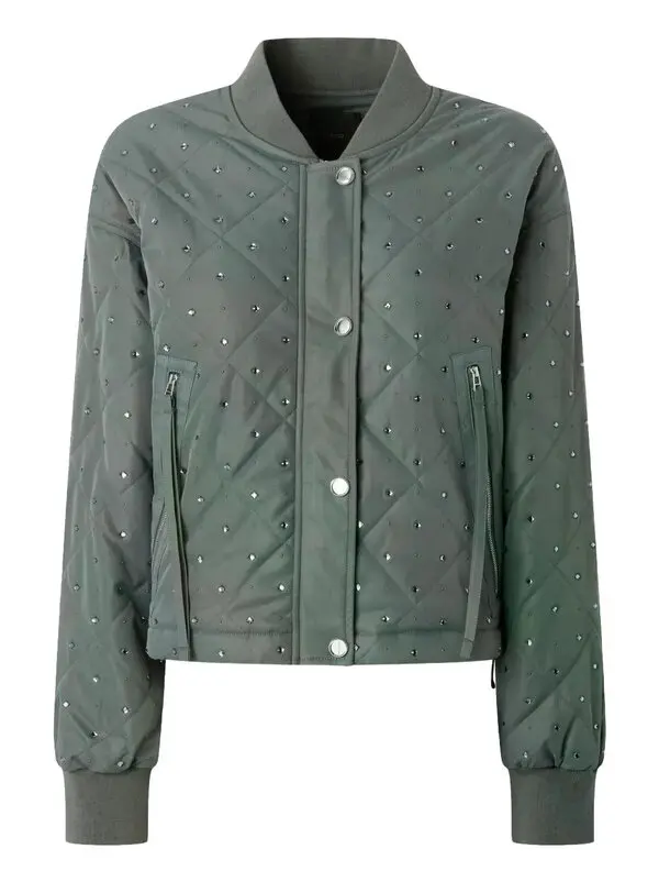 Pinko Quilted Embellished Bomber Jacket - Green