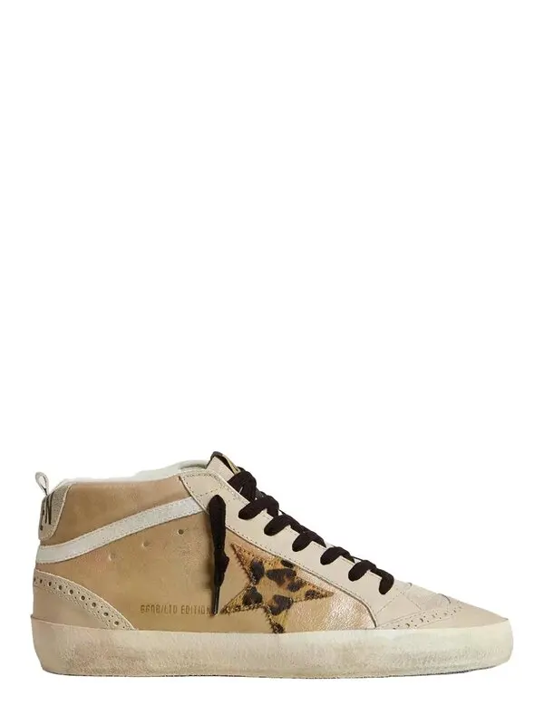 GOLDEN GOOSE Mid Star Leopard-print Sneakers - Neutrals