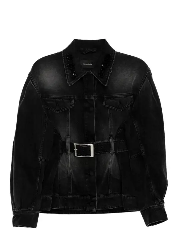 Simone Rocha Embellished Sculpted Denim Jacket - Black