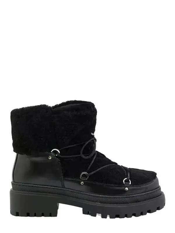 YVES SALOMON 45mm Shearling Lace-up Boots - Black