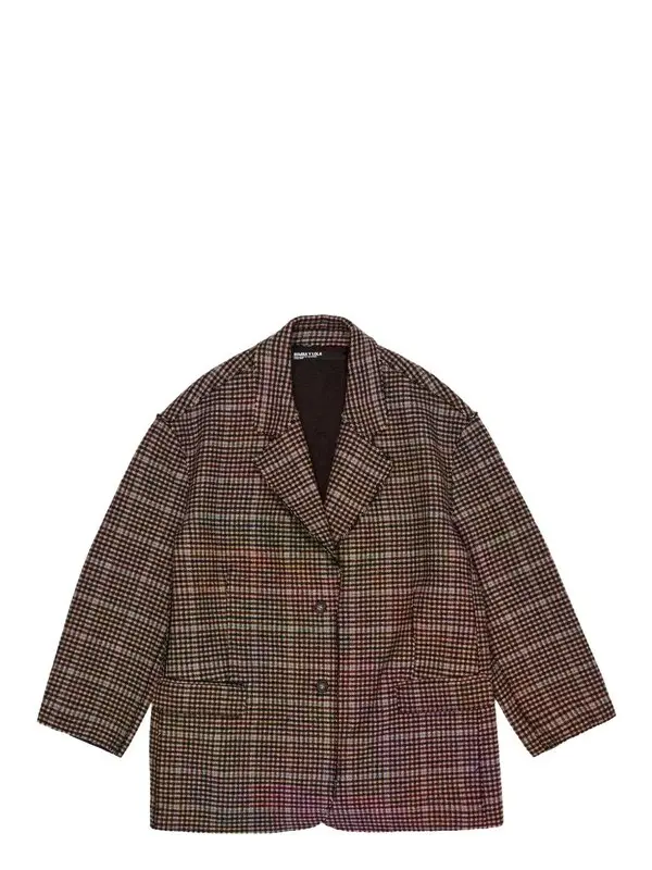Bimba Y Lola Checked Frayed-edge Blazer - Brown