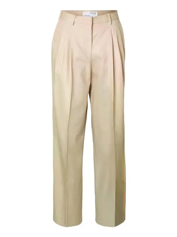 SELECTED Pleated Wide Leg Trousers - Neutrals