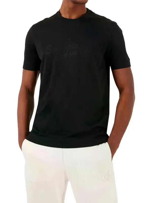 Emporio Armani Logo-embroidered T-shirt - Black