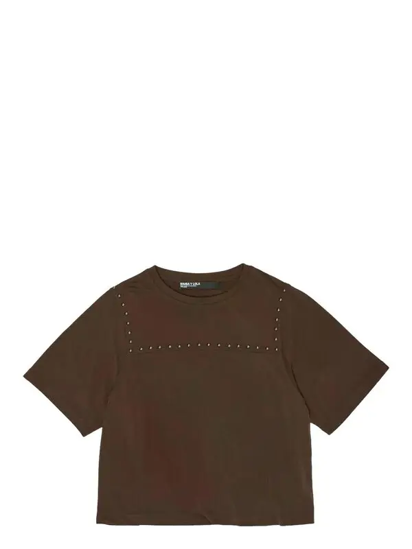 Bimba Y Lola Stud-embellished Short-sleeve T-shirt - Brown