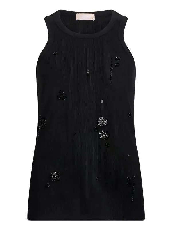 Liu Jo Embellished Racer Back Tank Top - Black