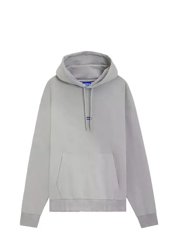 Hugo Cotton Logo-patch Hoodie - Grey