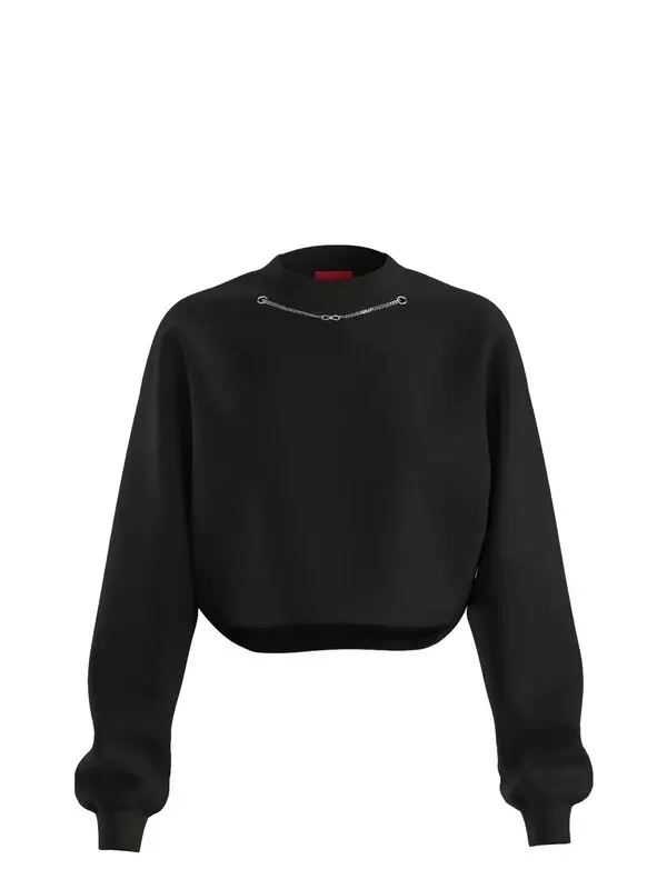 Hugo Chain-embellished Cropped Sweatshirt - Black